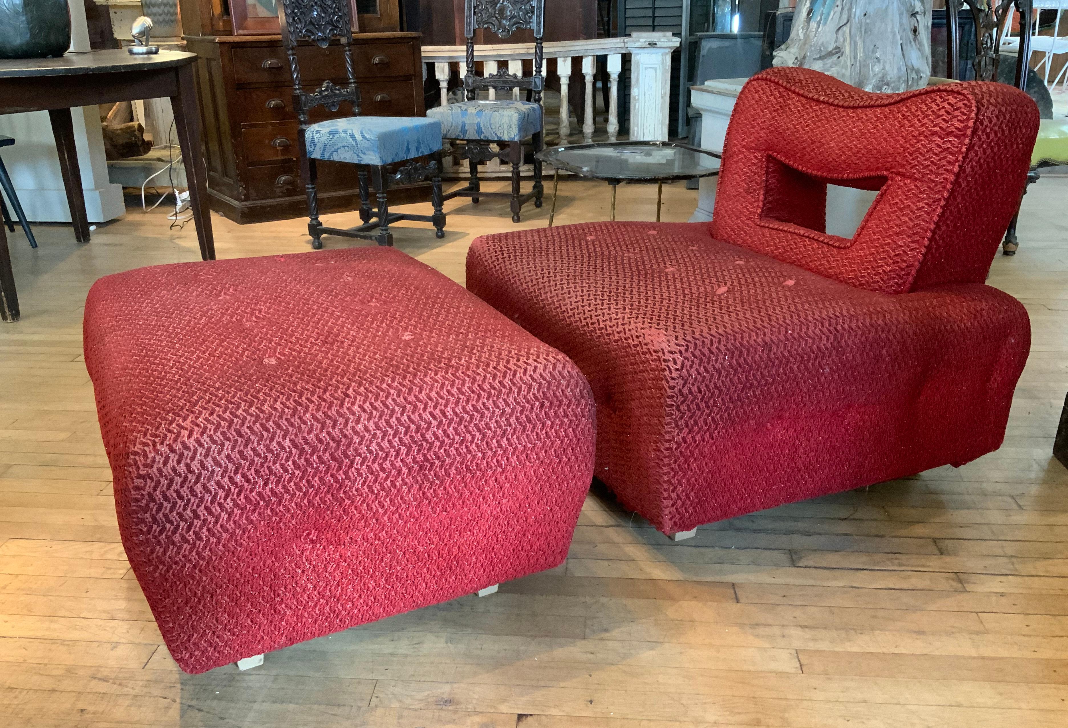 1950s Grosfeld House Lounge Chair and Ottoman For Sale at 1stDibs