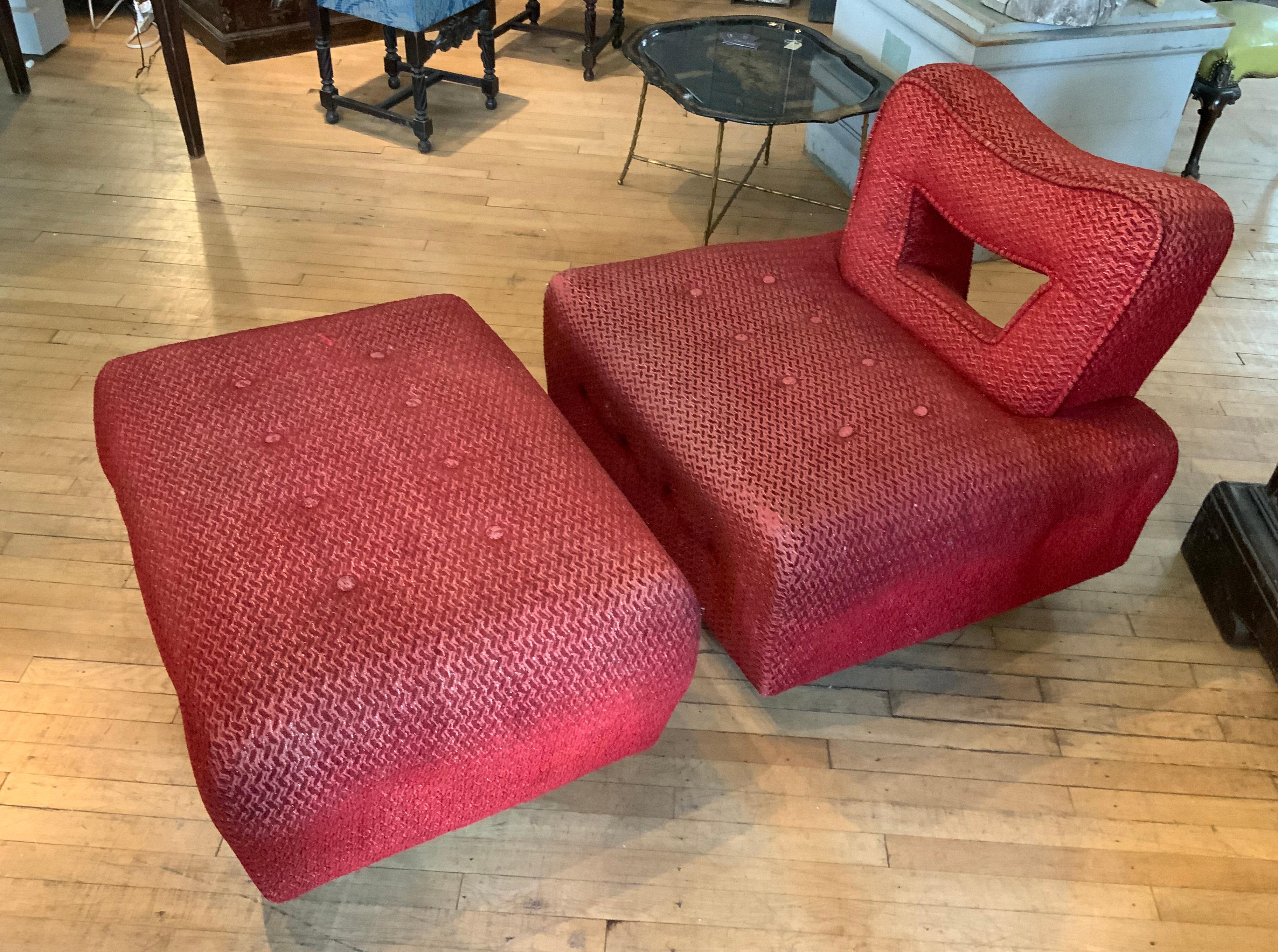 1950s Grosfeld House Lounge Chair and Ottoman For Sale at 1stDibs