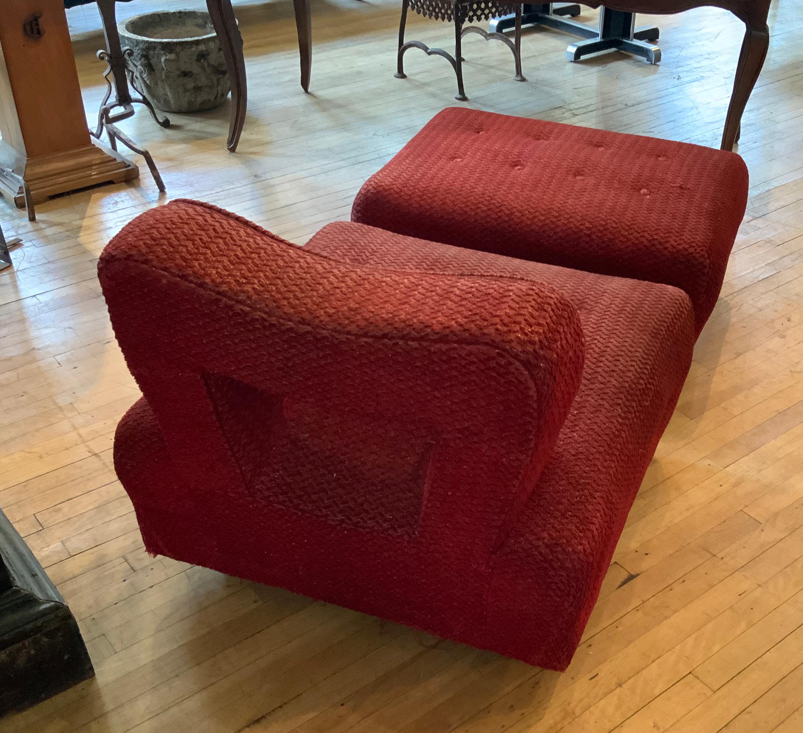 1950s Grosfeld House Lounge Chair and Ottoman For Sale at 1stDibs