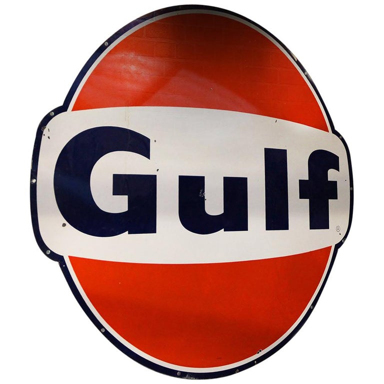 1950s Gulf Oil Vintage Metal Sign at 1stDibs
