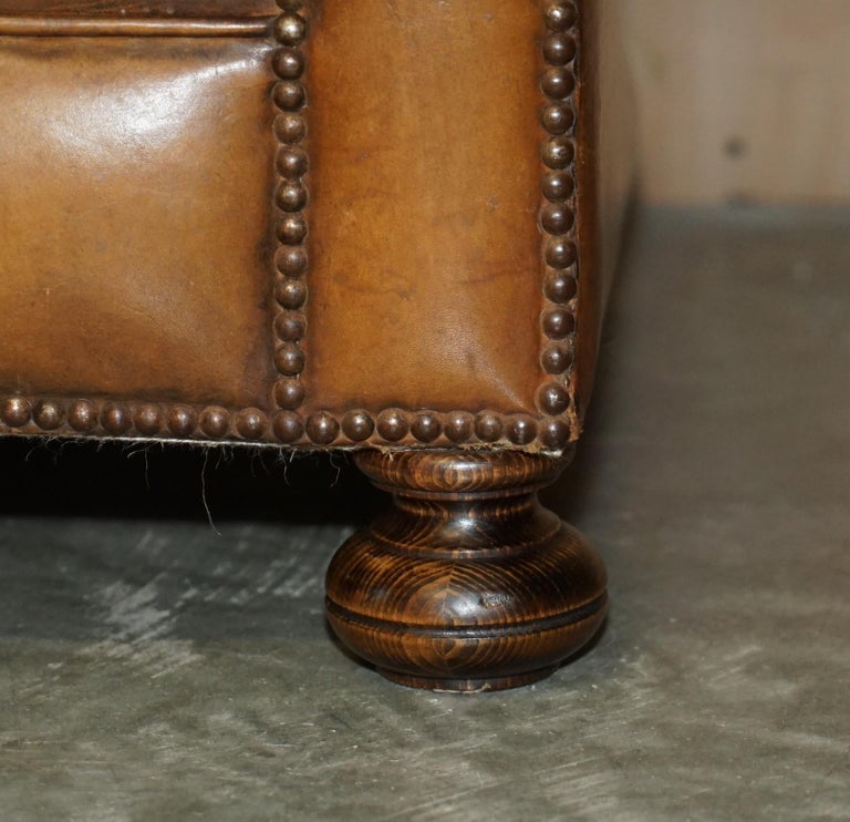 1950's Hand Dyed Restored Cigar Brown Leather Chesterfield Club Sofa ...