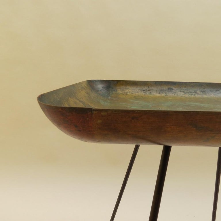 1950s Handmade Copper Plant Table Aubock Style For Sale at 1stDibs