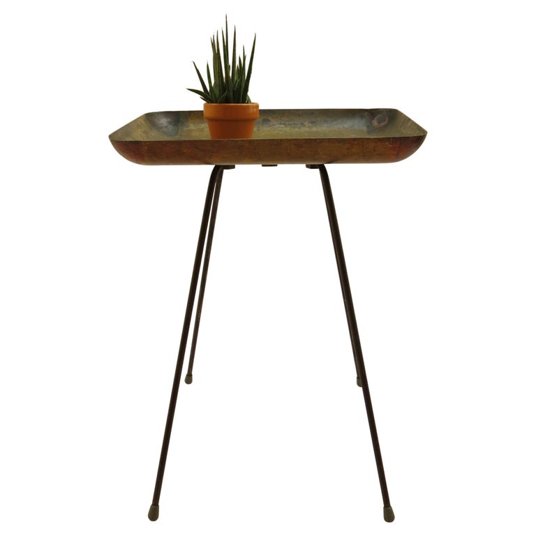 1950s Handmade Copper Plant Table Aubock Style For Sale at 1stDibs