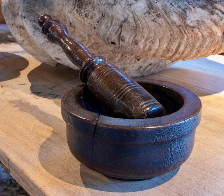 1950s Handmade Wooden Mortar For Sale at 1stDibs