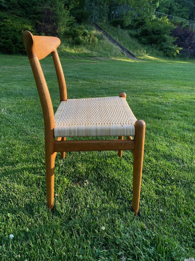 1950 Hans J. Wegner for CM Madsen W2 Woven Cane and Oak Dining Chairs Set of 6 En vente sur 1stDibs