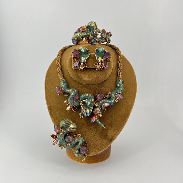 1950s Hargo Creations (HAR) Cobra Snake Parure Necklace Earrings ...