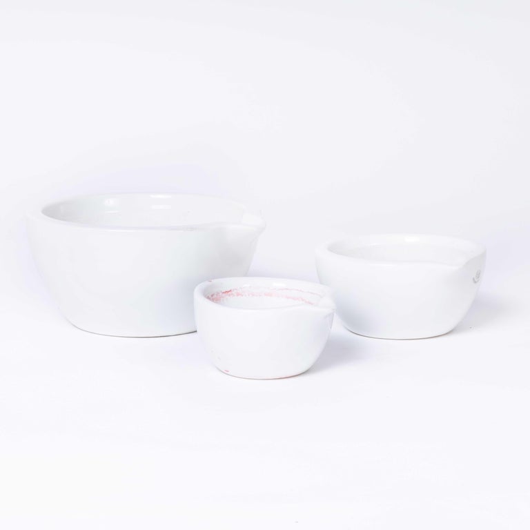 1950's Heavy Porcelain Scientific White Bowls, Set of Three For Sale at ...