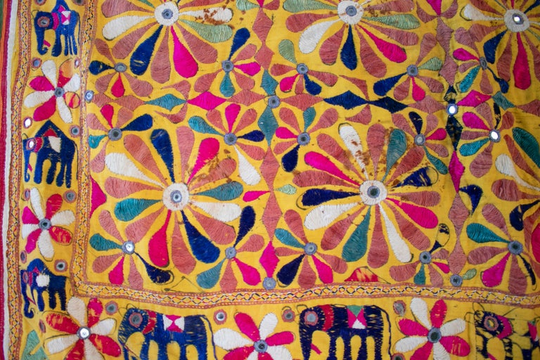 1950s Hindu Colonial Hand Sewn Tapestry with Vivid Colors at 1stDibs