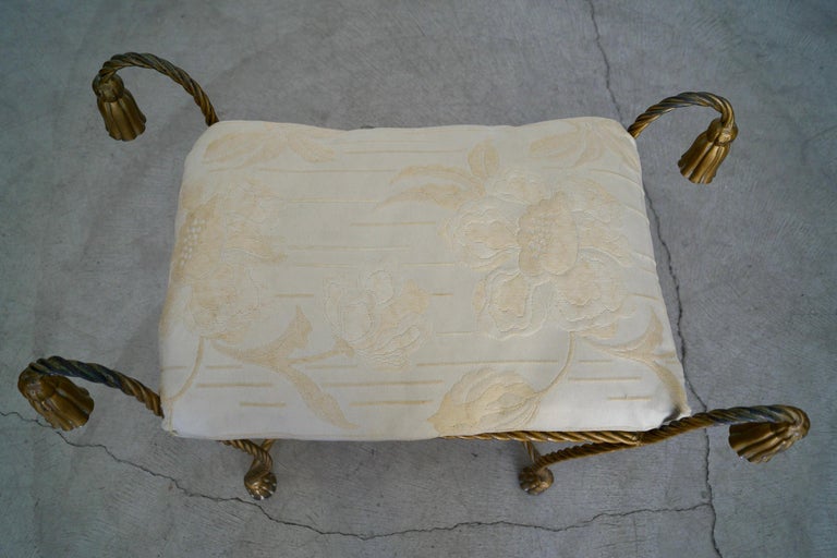 1950s Hollywood Regency Tassel Italian Vanity Stool For Sale at 1stDibs