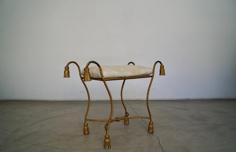 1950s Hollywood Regency Tassel Italian Vanity Stool For Sale at 1stDibs