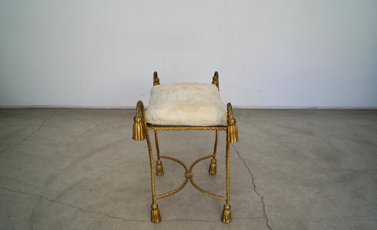 1950s Hollywood Regency Tassel Italian Vanity Stool For Sale at 1stDibs