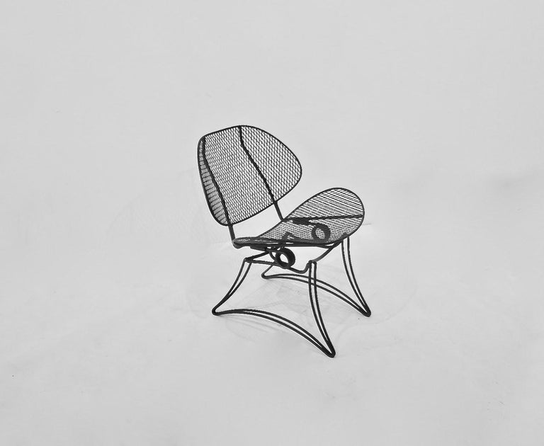 1950s Homecrest Wrought Iron Mesh Rocking Patio Chair For Sale at 1stDibs