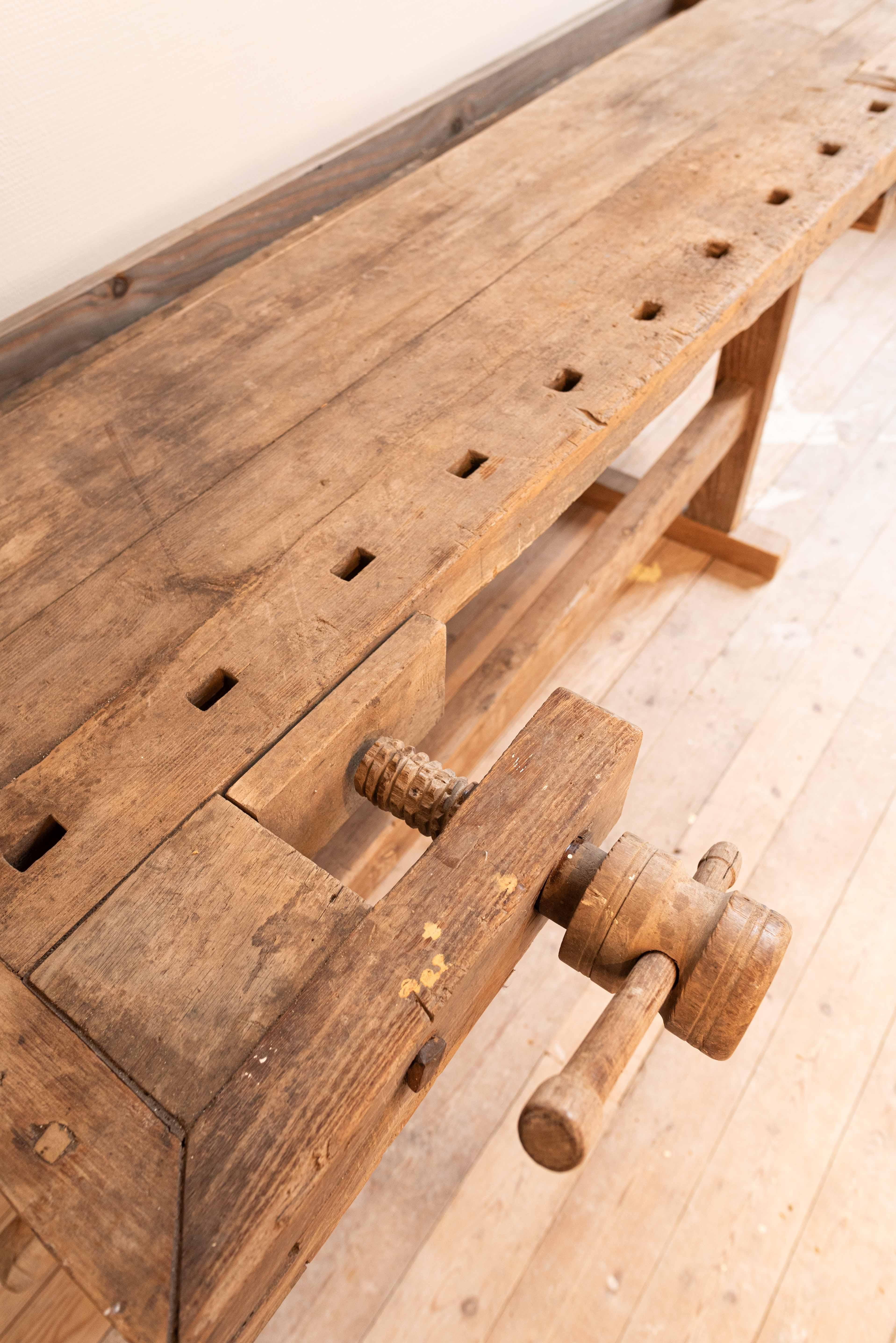 1950s Hungarian wooden work bench For Sale at 1stDibs