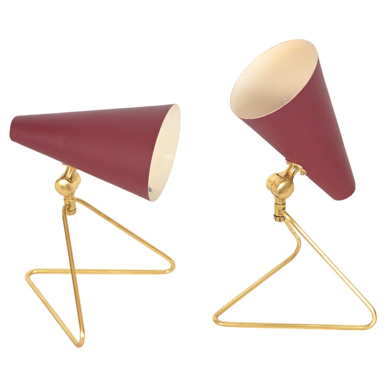 1950s Idman Oy Burgundy Table Lamps at 1stDibs
