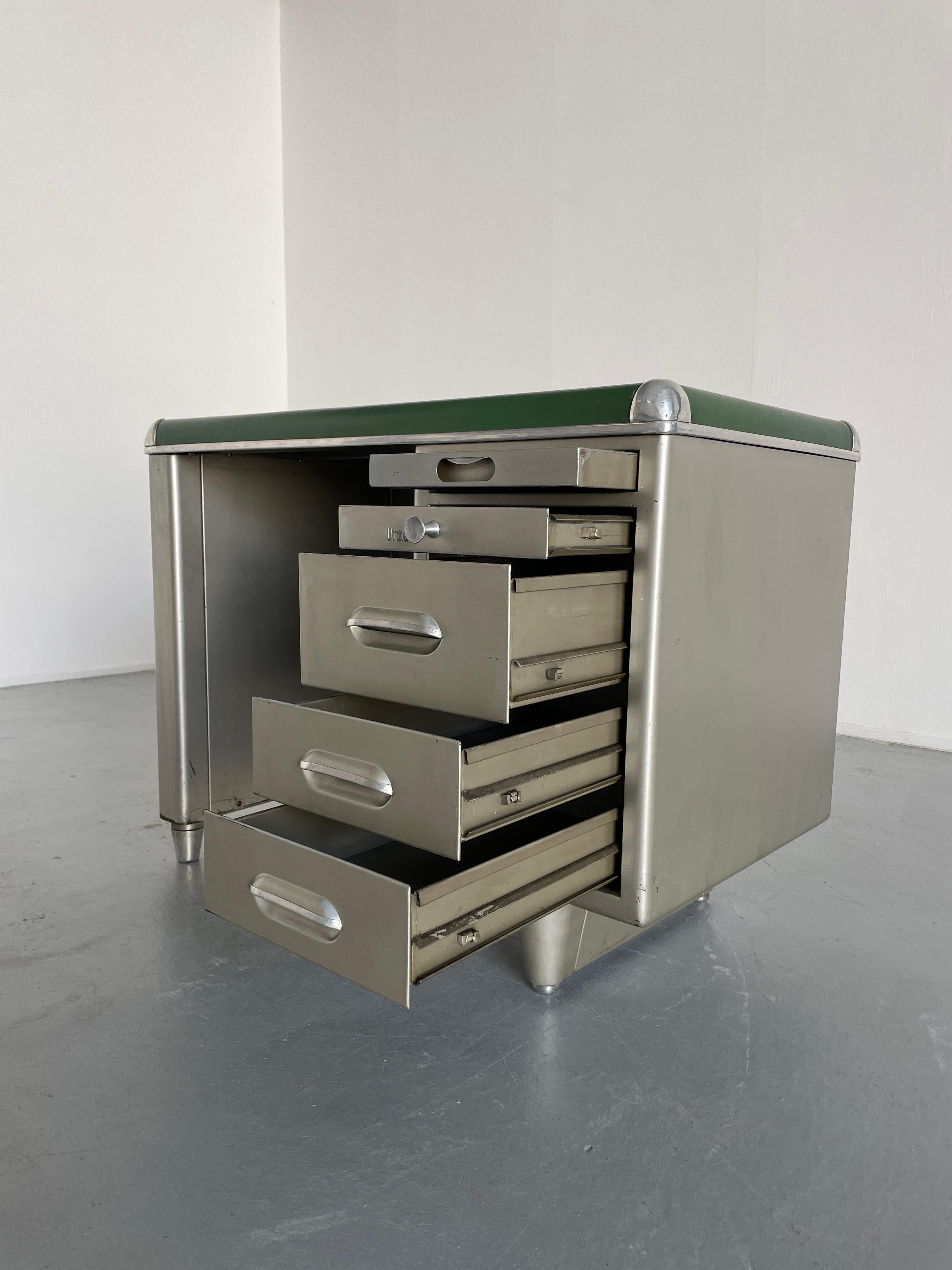 1950s Industrial Single Bank Steel Tanker Desk by Orma Milano, Italy For Sale at 1stDibs