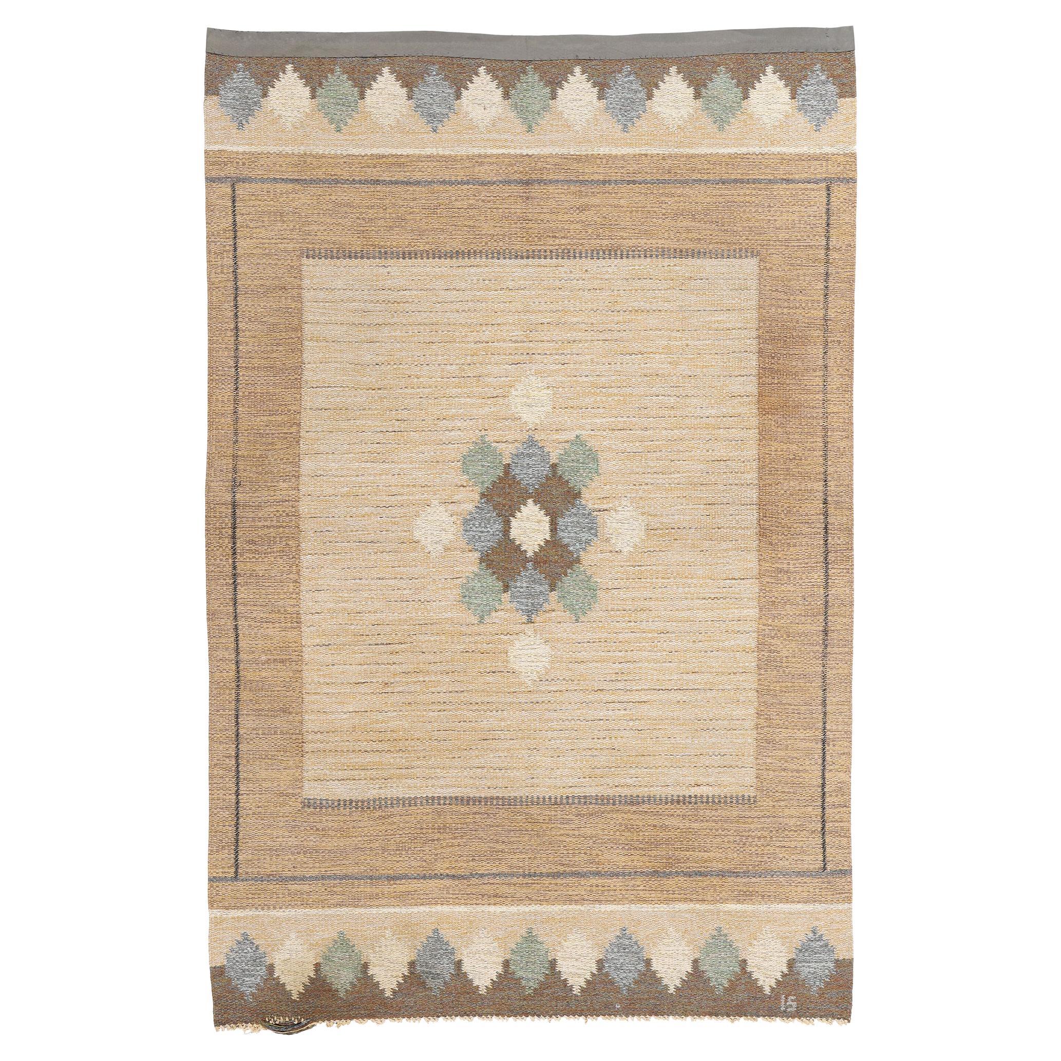 Signed Ingegerd Silow Vintage Scandinavian Green Swedish Röllakan, 5'06 ...