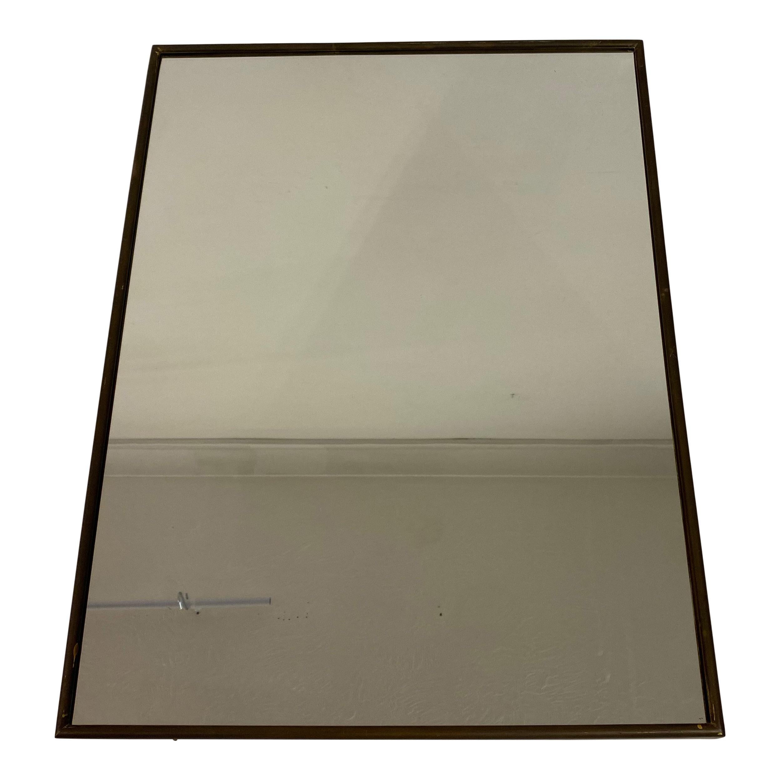 1950S Italian Brass Rectangular Mirror For Sale at 1stDibs