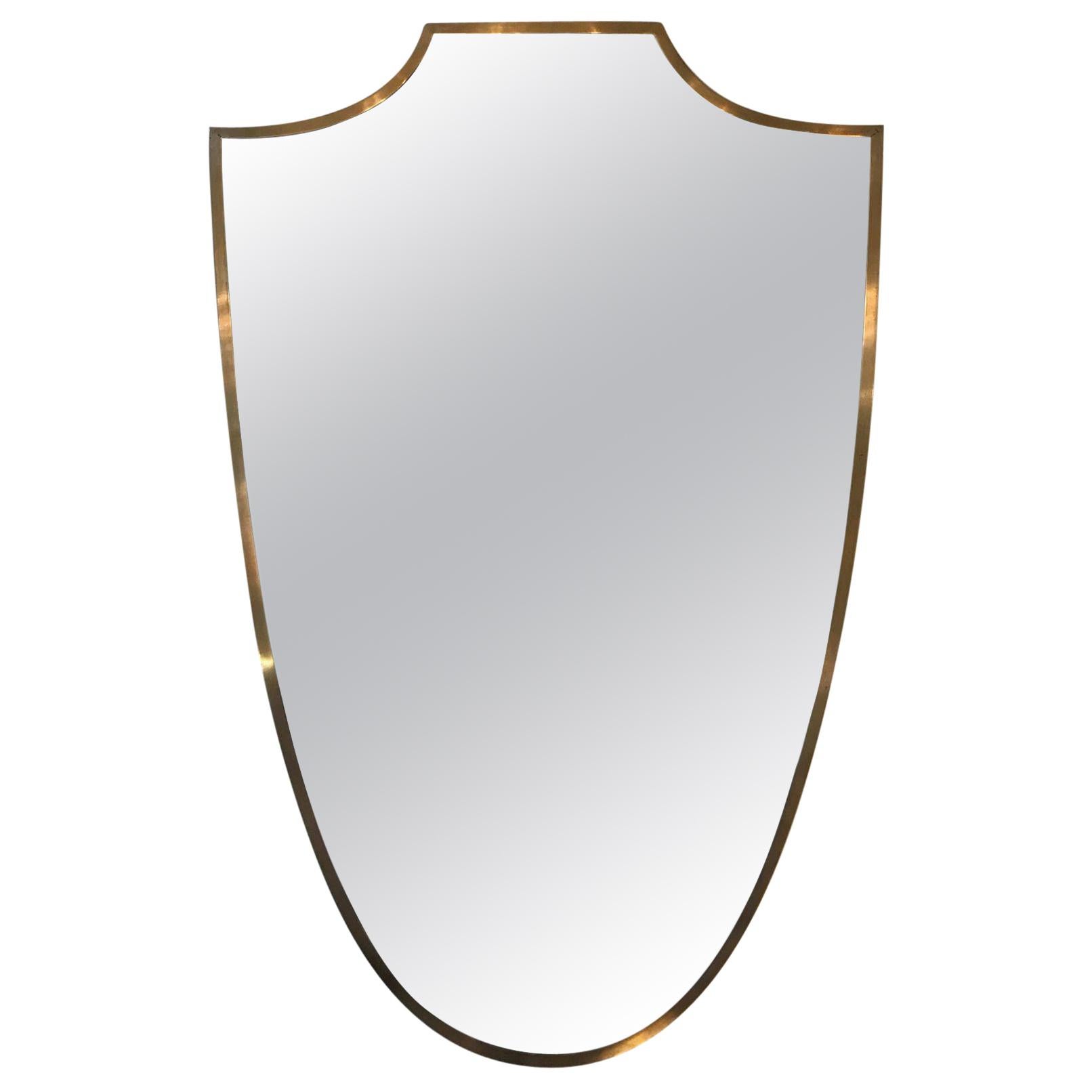 1950s Italian Brass Shield Shaped Mirror at 1stDibs | crest shaped ...