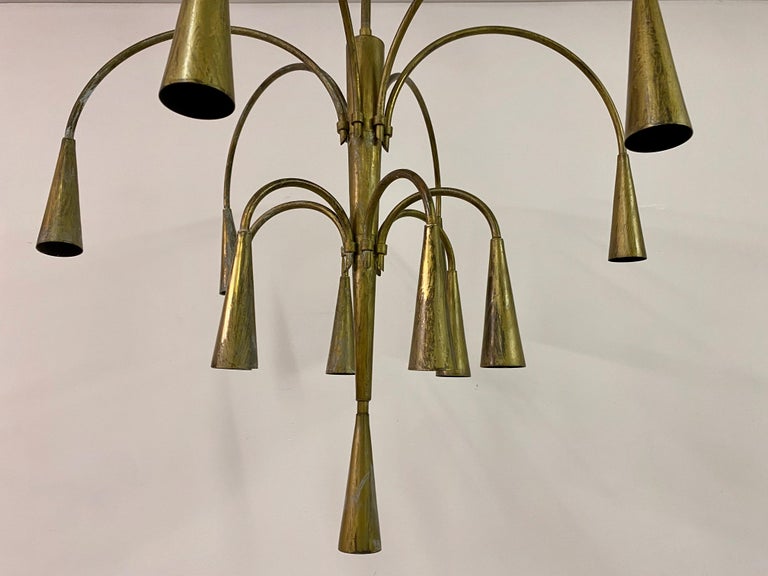 1950s Italian Brass Sputnik Style Chandelier For Sale at 1stDibs