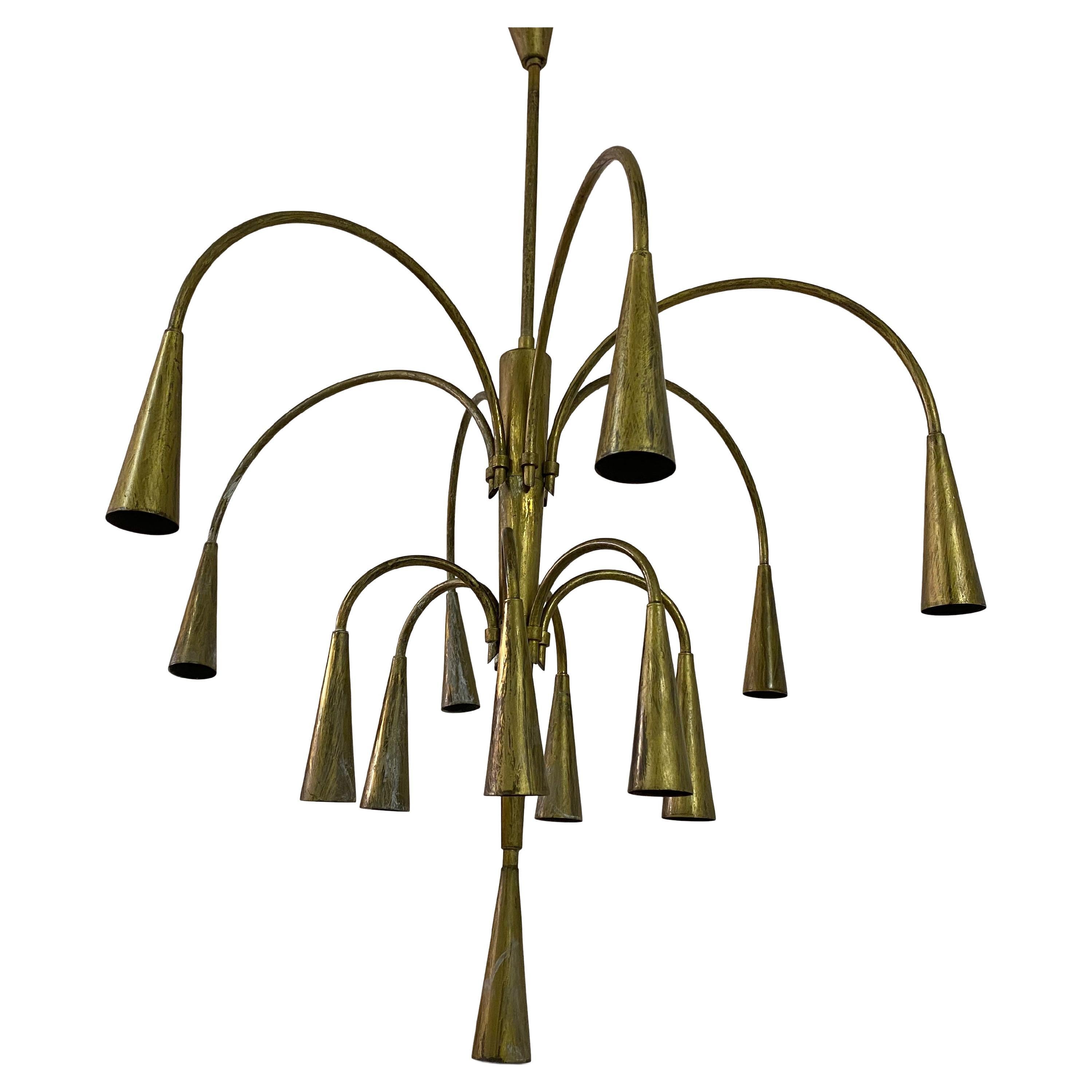 Vintage 1950's Brass Sputnik Chandelier at 1stDibs | 1950's chandelier