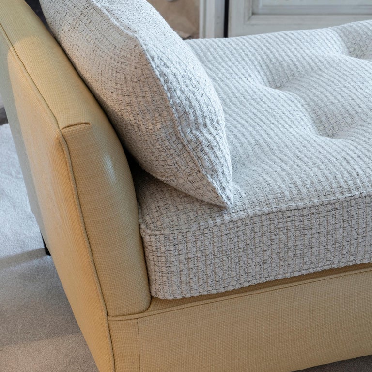 1950s Italian Daybed in Raffia and Chanel Woven Fabric, Wood Details at ...