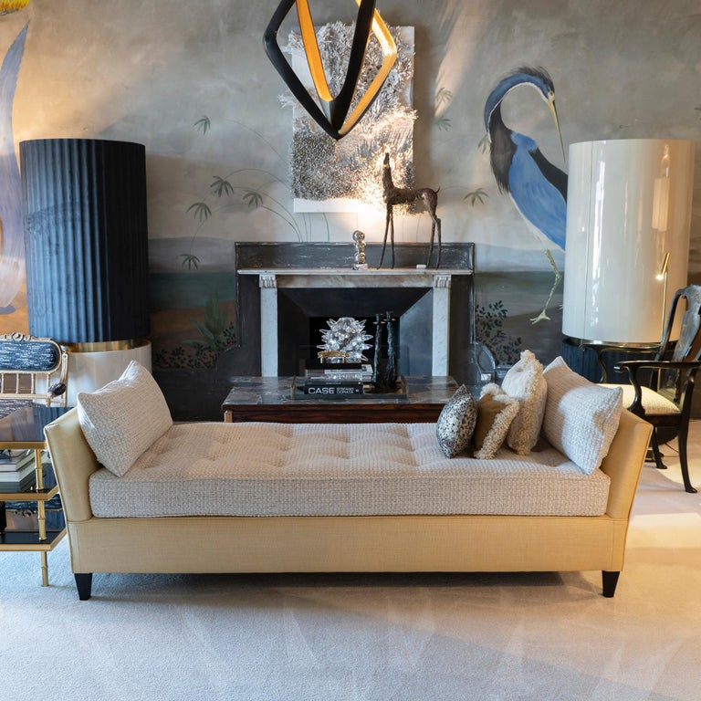 1950s Italian Daybed in Raffia and Chanel Woven Fabric, Wood Details at ...