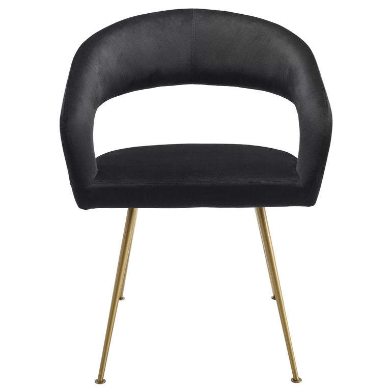 1950s Italian Design Style Black Velvet and Brass Finishes Dining Chair ...