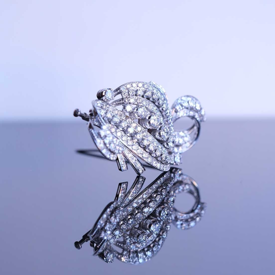 1950's Italian Diamond Brooch For Sale at 1stDibs