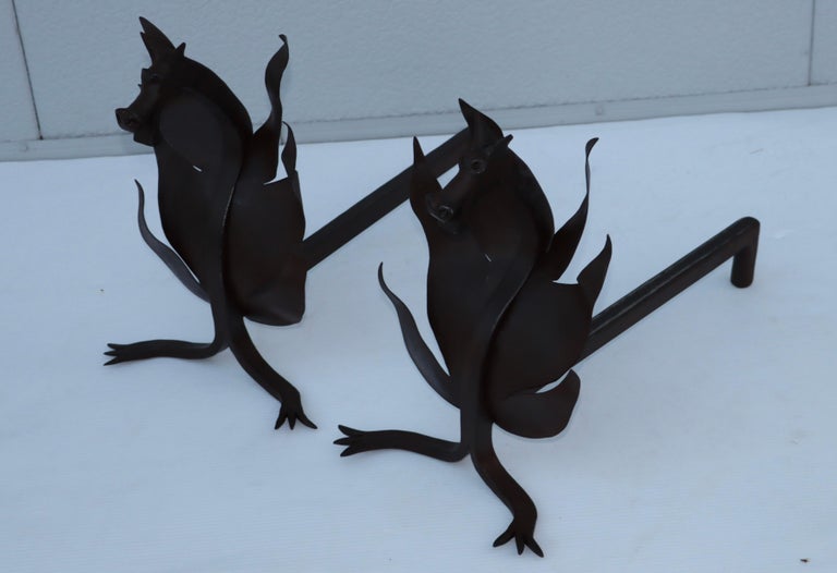 1950's Italian Dragons Andirons For Sale at 1stDibs