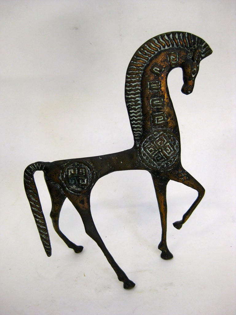 1950's Italian Etruscan Horse Patinated Bronze Sculpture Francesco ...