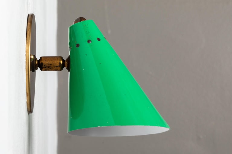 1950s Italian Green Cone Sconce in the Manner of Arteluce at 1stDibs