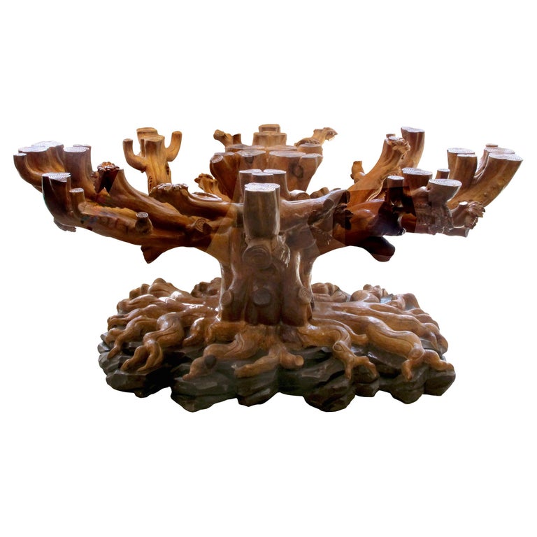 1980s Italian Hand-Carved Tree Shaped Dining Table Base by Bartolozzi e ...