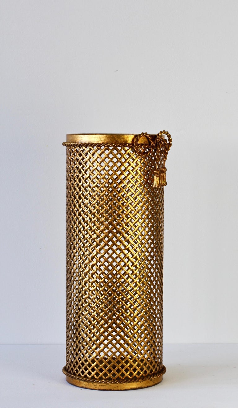 1950s Italian Hollywood Regency Gold Gilded / Gilt Umbrella Stand or ...