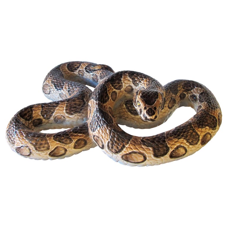 1950s Italian Large Hand-Crafted Ceramic Python Ball Snake Lifelike ...