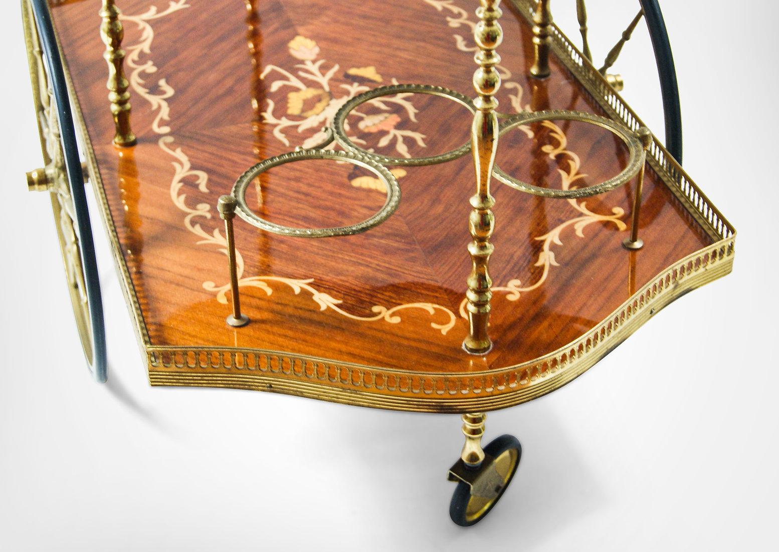 1950s Italian Marquetry Drop Leaf Olivewood Bar Cart For Sale at 1stDibs 1950s Italian Marquetry Drop Leaf Olivewood Bar Cart For Sale at 1stDibs