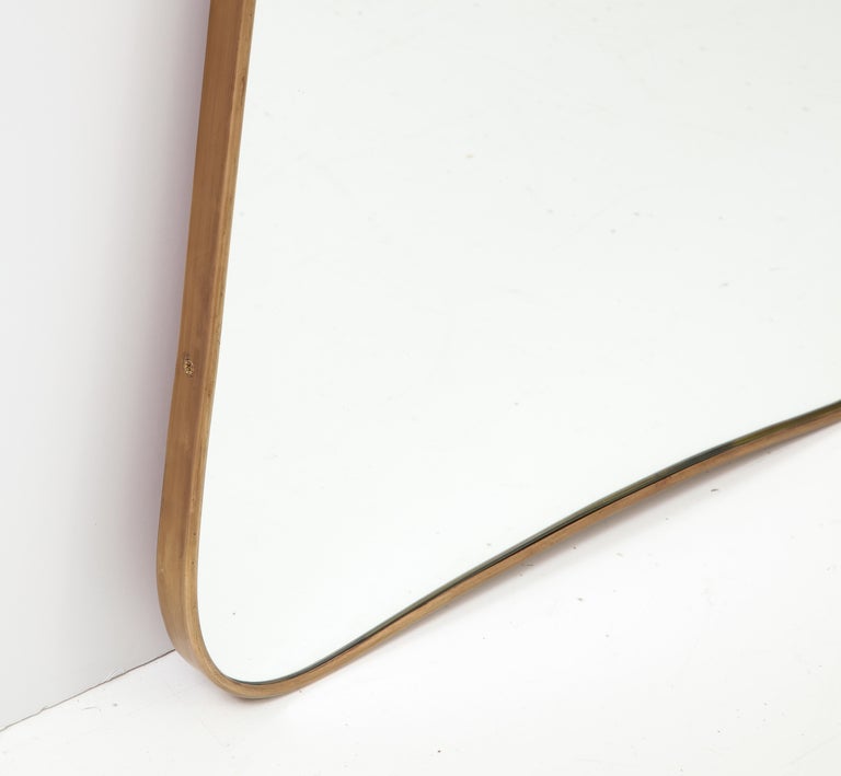 1950s Italian Modernist Grand Scale Pair of Shaped Brass Mirrors For ...