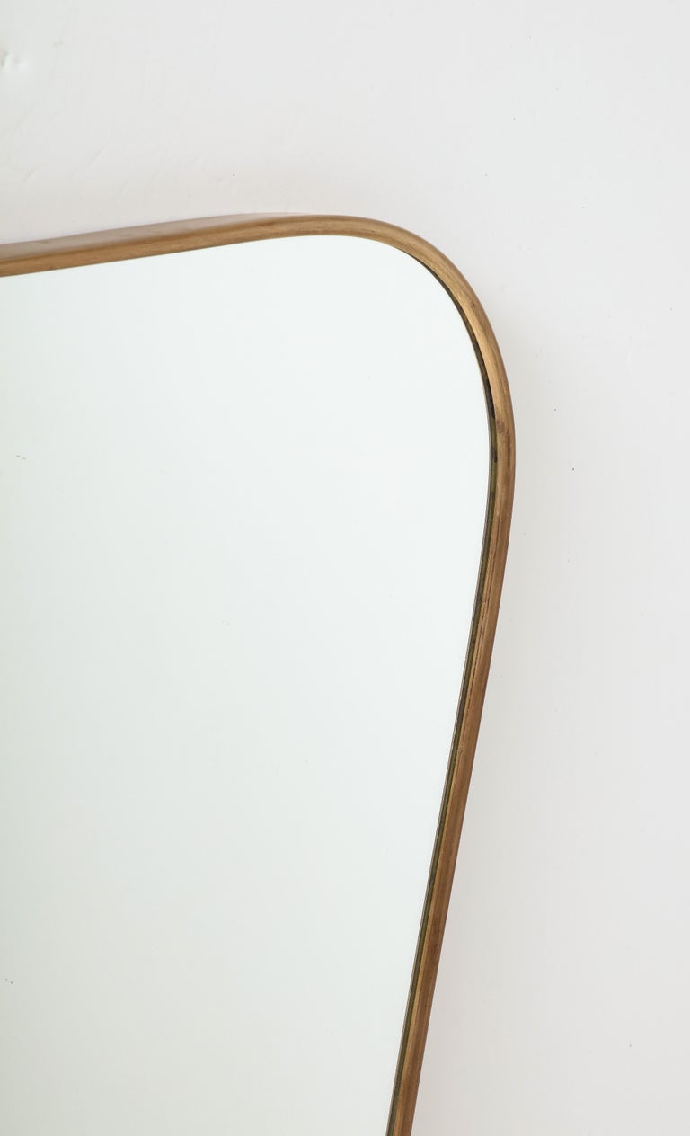 1950s Italian Modernist Grand Scale Pair of Shaped Brass Mirrors For ...