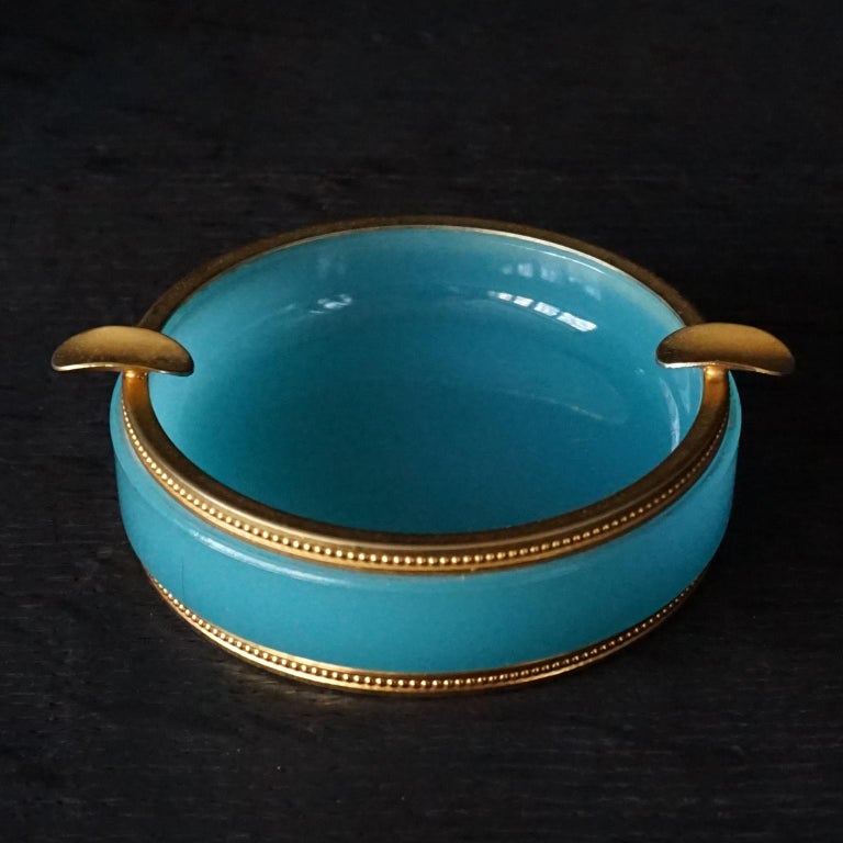 1950s Italian Murano Blue Cased Glass Ormolu Set in Veritable Opaline ...