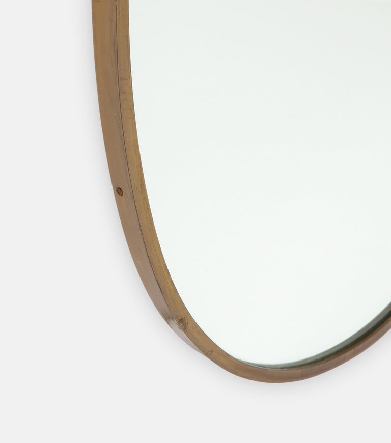 1950s, Italian Oval Brass Mirror For Sale at 1stDibs