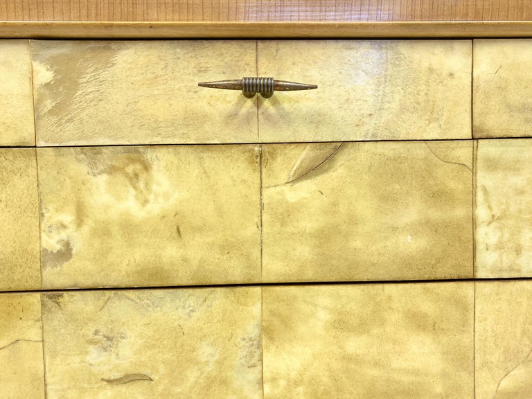 1950s, Italian Parchment and Cherry Wood Chest of Drawers For Sale at ...