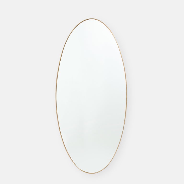 1950s Italian Rare Pair of Grand Scale Oval Brass Mirrors For Sale at ...