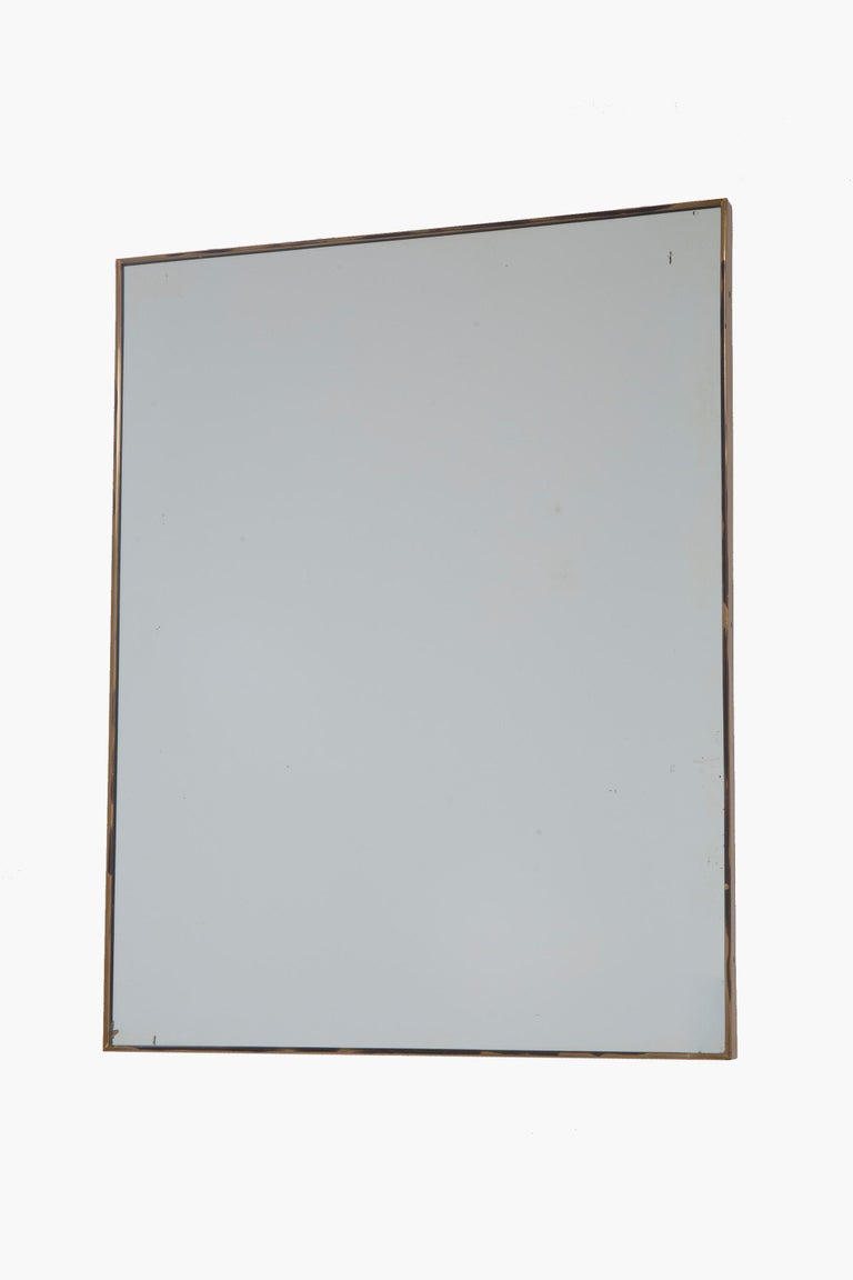 1950s Italian Rectangular Brass Framed Mirror For Sale at 1stDibs