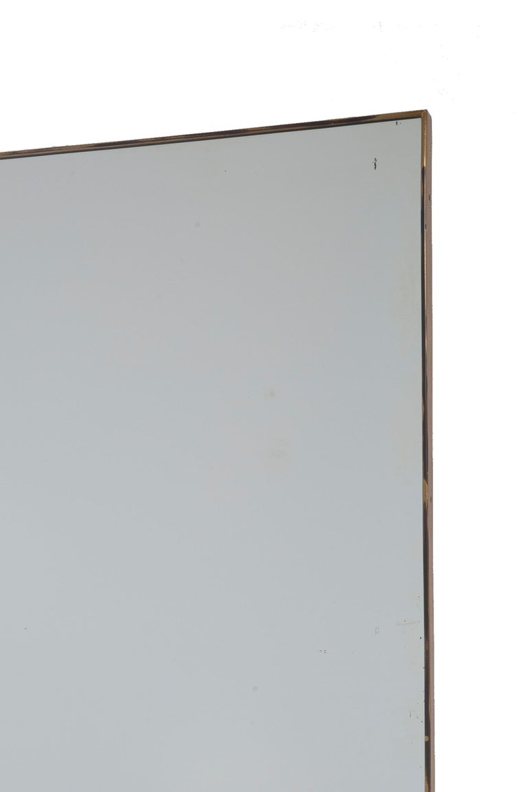 1950s Italian Rectangular Brass Framed Mirror For Sale at 1stDibs