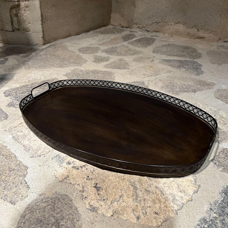 1950s Italian Service Tray in Patinated Brass Decorative Trim Italy For ...