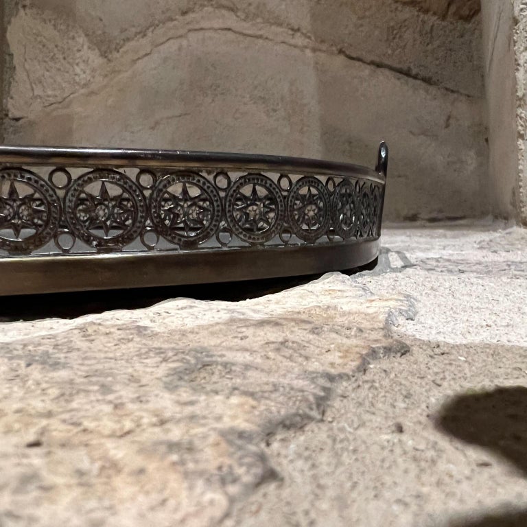 1950s Italian Service Tray in Patinated Brass Decorative Trim Italy For ...