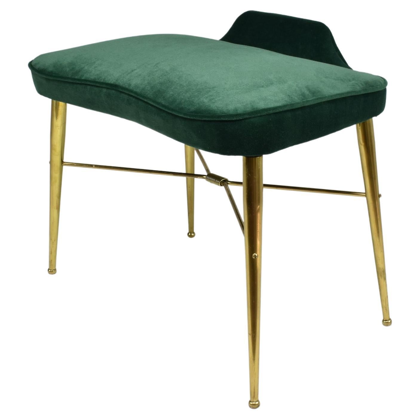 Brass Bistro Stools in 100% Mohair Velvet at 1stDibs