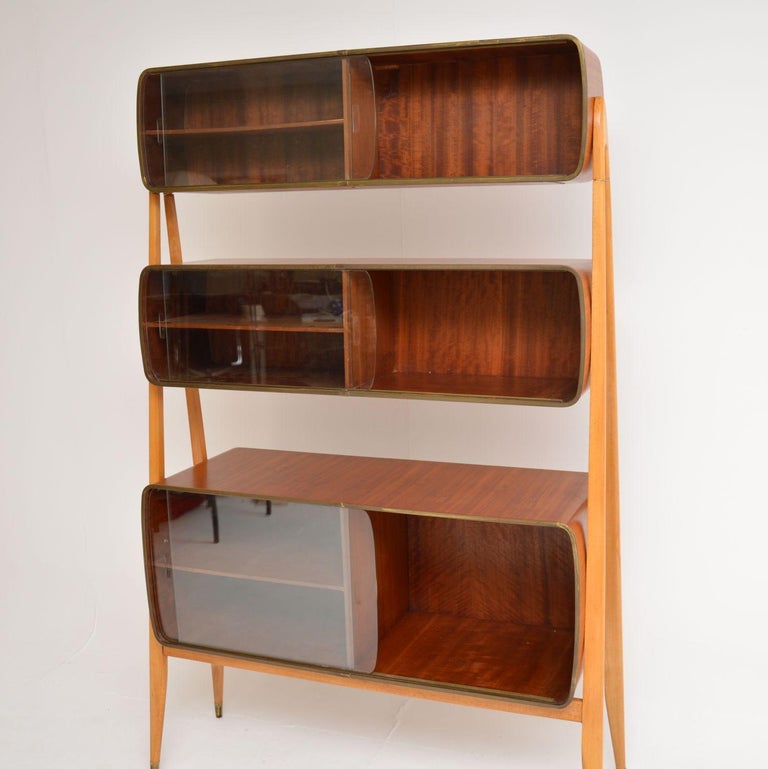 1950's Italian Vintage Walnut Cabinet / Room Divider For Sale at 1stDibs