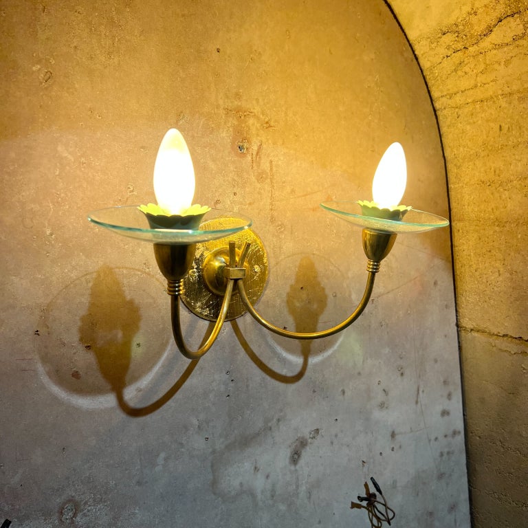 1950s Italian Wall Lamp Pretty Two Arm Swag Sconce Style Fontana Arte ...