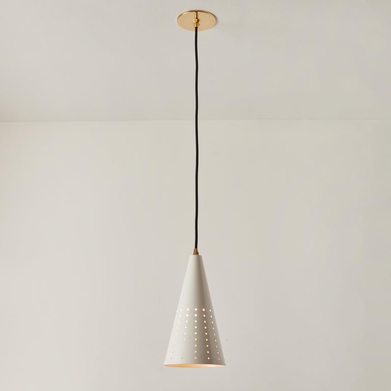 1950s Italian White Perforated Cone Pendant Attributed to Gino Sarfatti ...