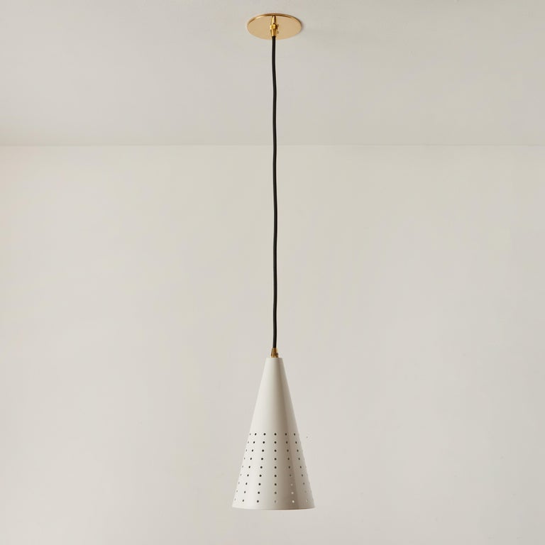 1950s Italian White Perforated Cone Pendant Attributed to Gino Sarfatti ...